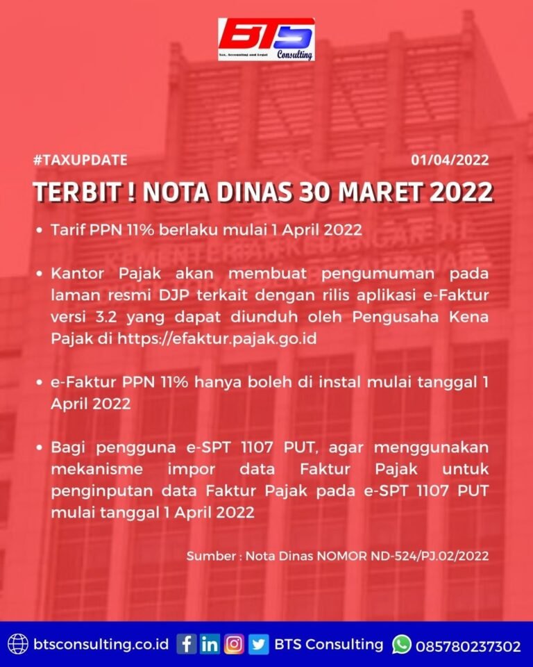 TERBIT ! NOTA DINAS 30 MARET 2022 – Berkah Tangguh Sinergi – BTS Consulting